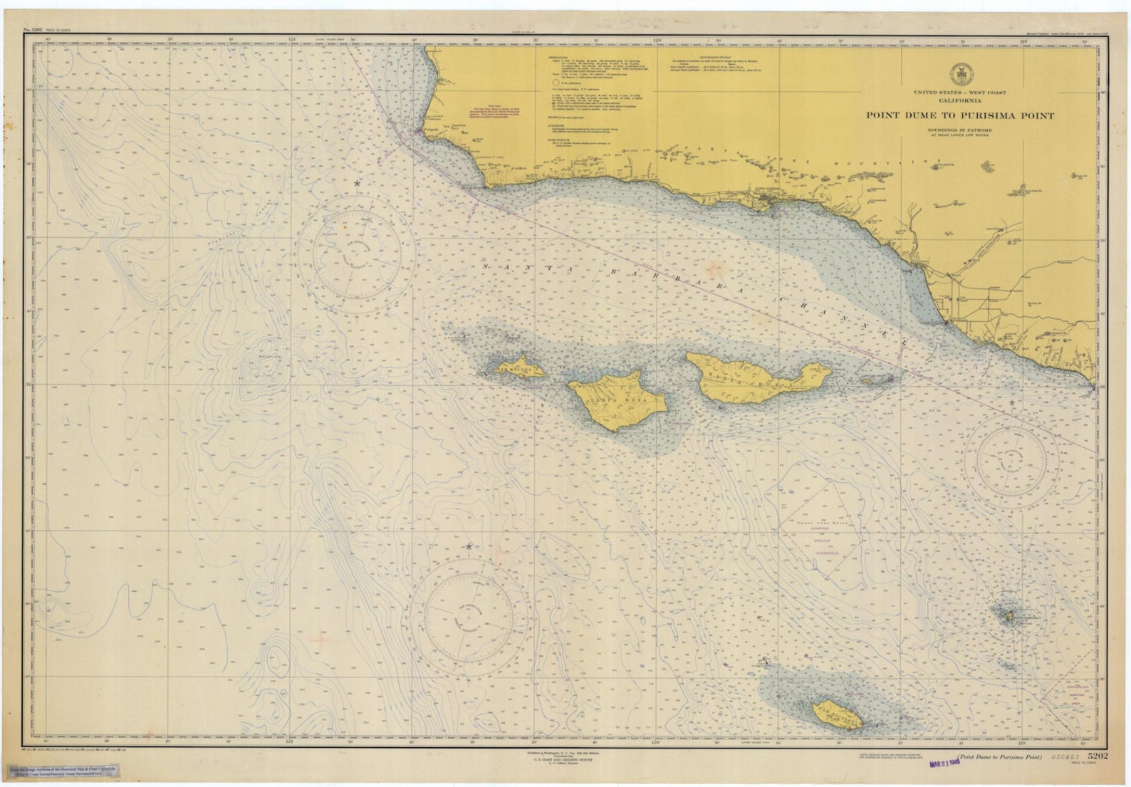 Point Dume to Purisima Point Map 1948 - Nautical Chart Print - Etsy