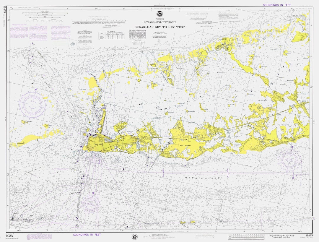 Sugarloaf Key to Key West Map 1974 - Nautical Chart Print - Etsy
