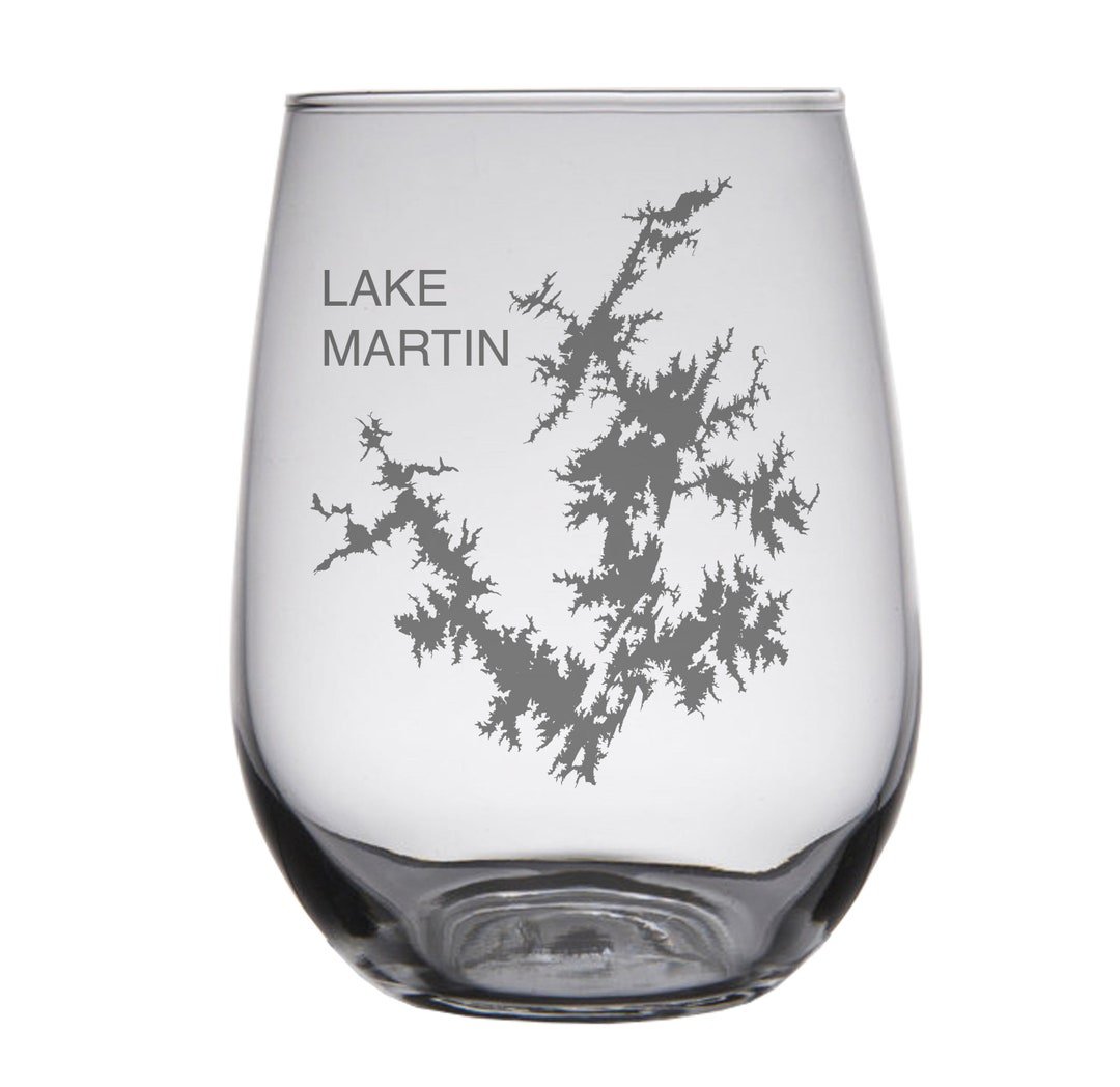 Lake Martin (AL) Engraved Map Glasses - Etsy