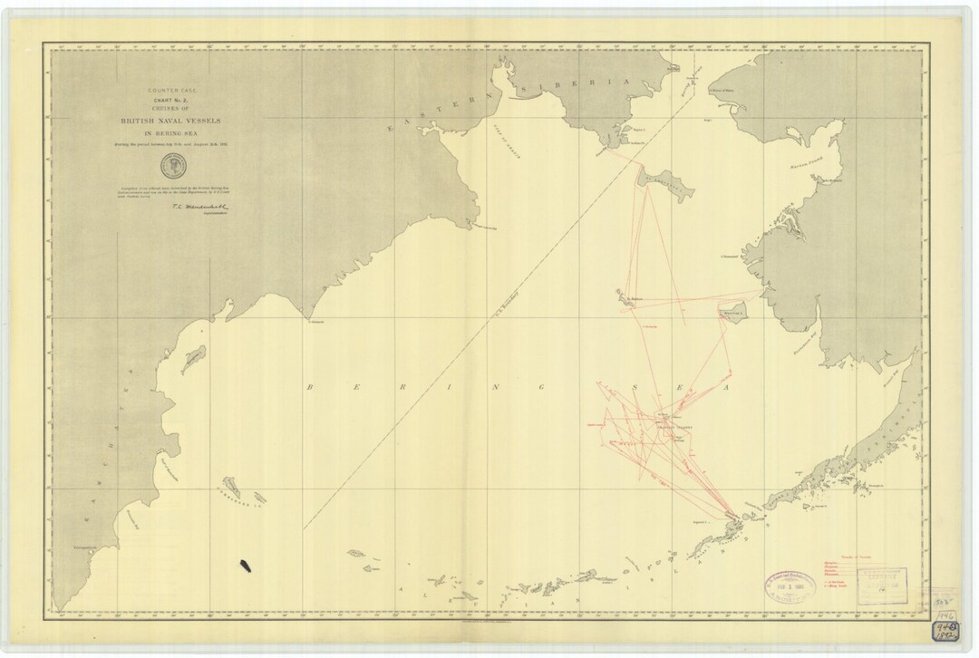 Bering Sea Map - British Naval Vessels - 1891 - Etsy