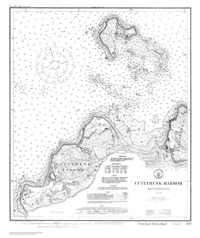 Cuttyhunk Map B&W Nautical Chart Print - Etsy
