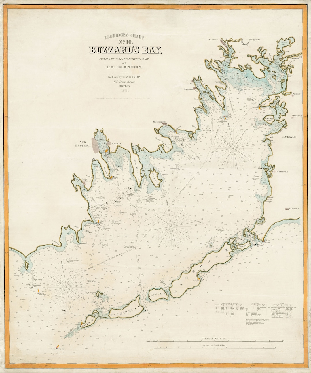 Buzzards Bay Map 1876 - Nautical Chart Print - Etsy