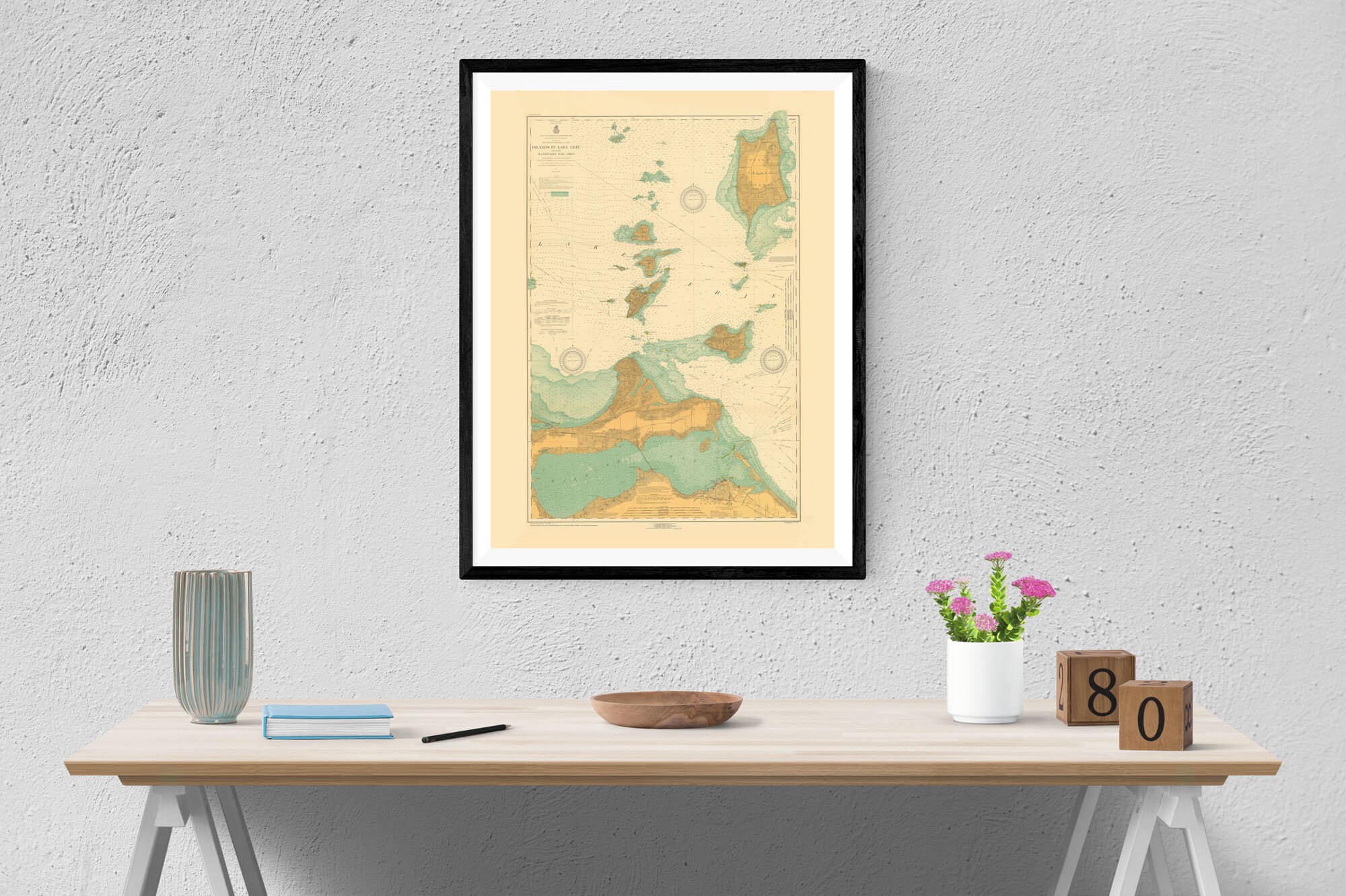 Lake Erie Islands & Sandusky Bay Map 1917 - Nautical Chart Print