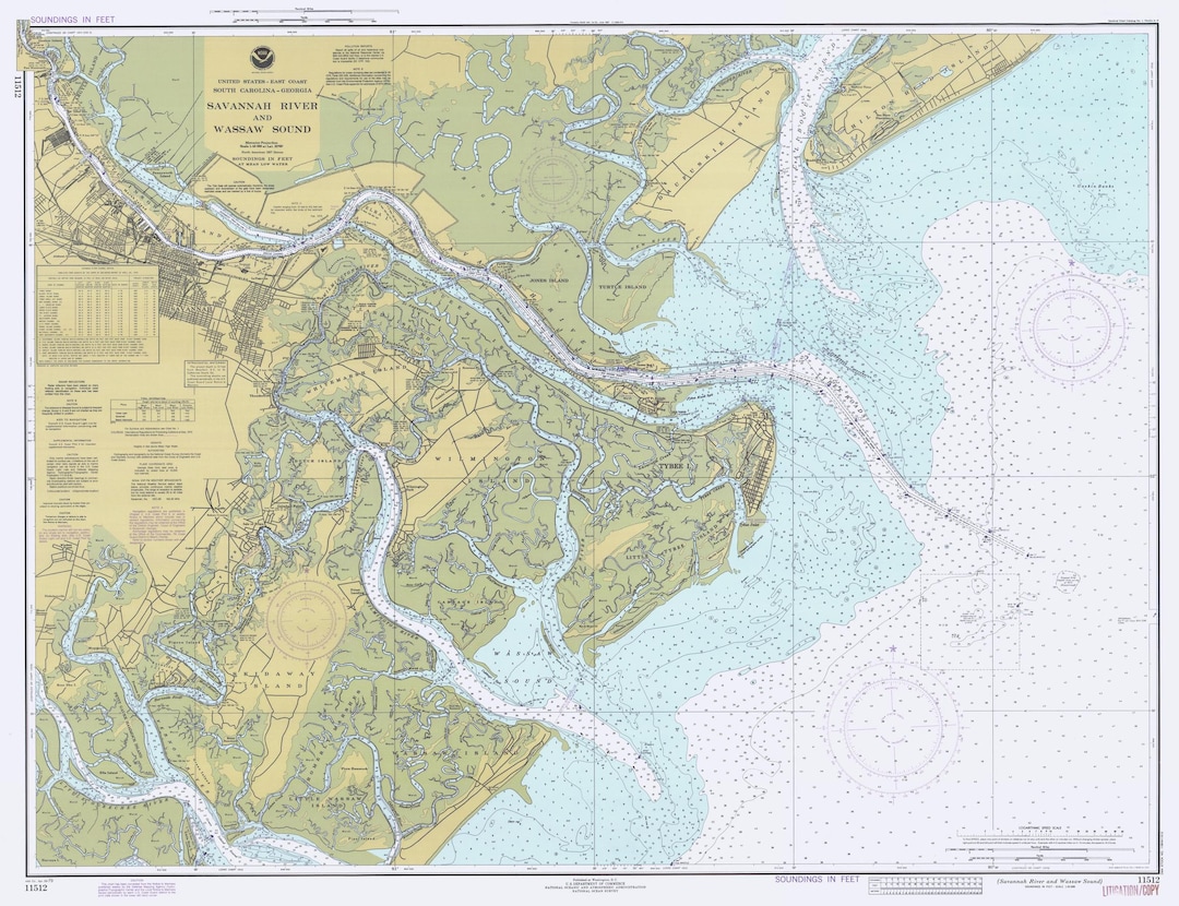 Savannah River & Wassaw Sound Map 1979 - Nautical Chart Print - Etsy