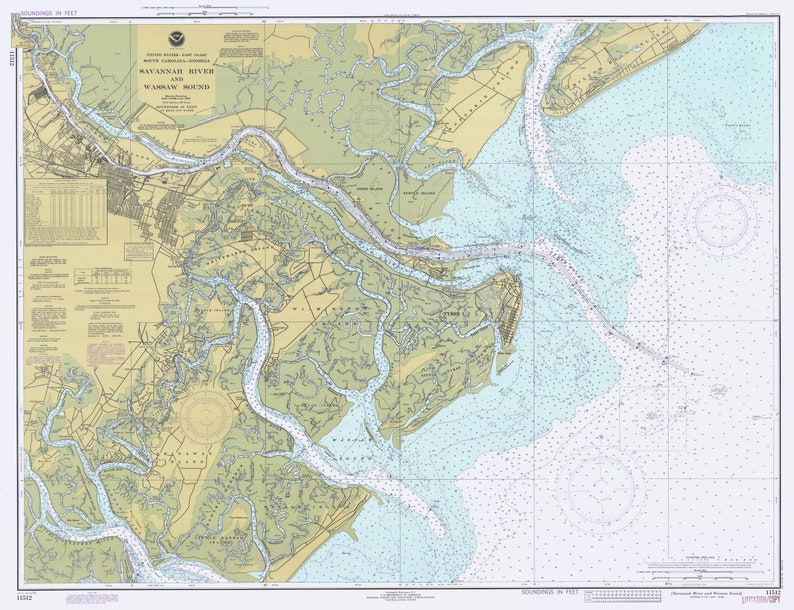 Savannah River & Wassaw Sound Map 1979 - Nautical Chart Print - Etsy