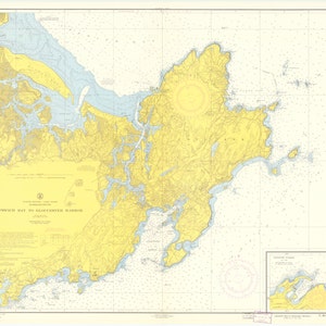 Ipswich Bay Map and Gloucester Harbor Map 1958 - Nautical Chart Print ...