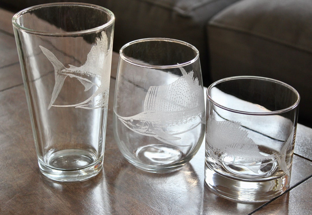 Sailfish Engraved Glasses - Etsy