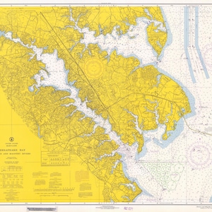 Chesapeake Bay Map - Severn River and Magothy River Map 1968 - Nautical ...