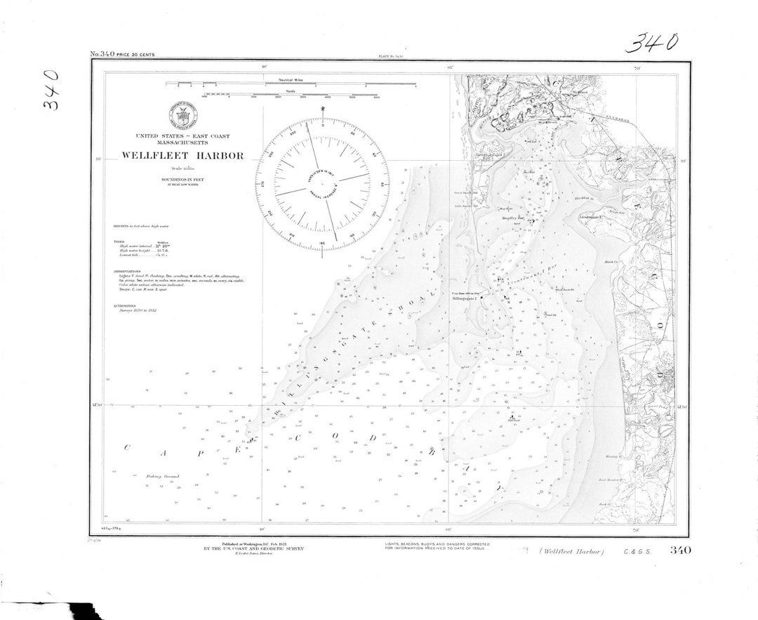 Wellfleet Harbor Map 1921 - Nautical Chart Print - Etsy