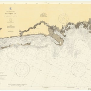 Apalachee Bay Florida Historical Map 1936 - Nautical Chart Print - Etsy