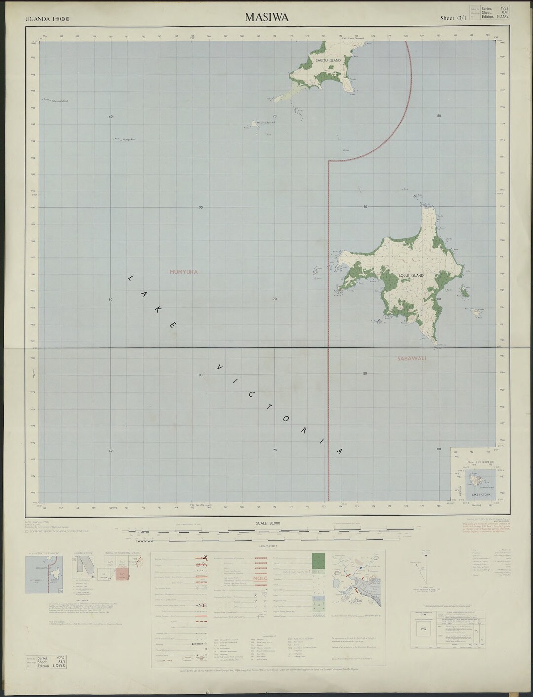 Lake Victoria Uganda - Lolui Island and Sagitu Island Map - 1963 - Etsy