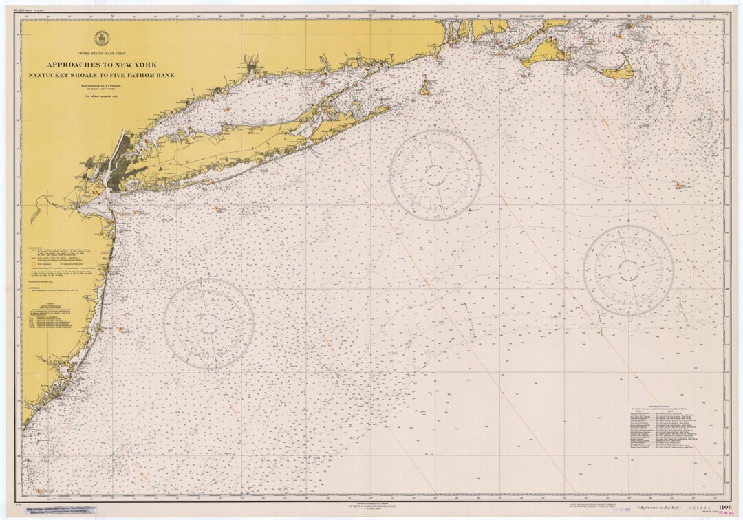 New York Harbor Map - 1941 Historical Chart - Nautical Chart Print - Etsy