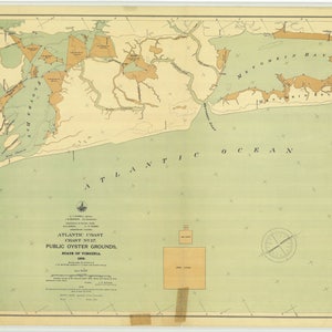 Virginia Public Oyster Grounds Chart #27 1895 - Nautical Chart Print - Etsy