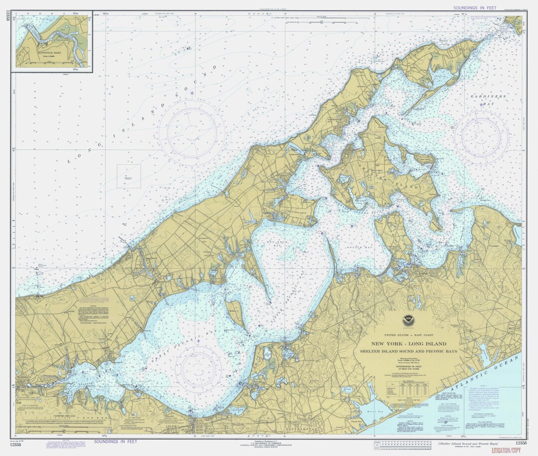 Long Island Nautical Chart Print: Shelter Island & Peconic Bay, 1979 - Etsy