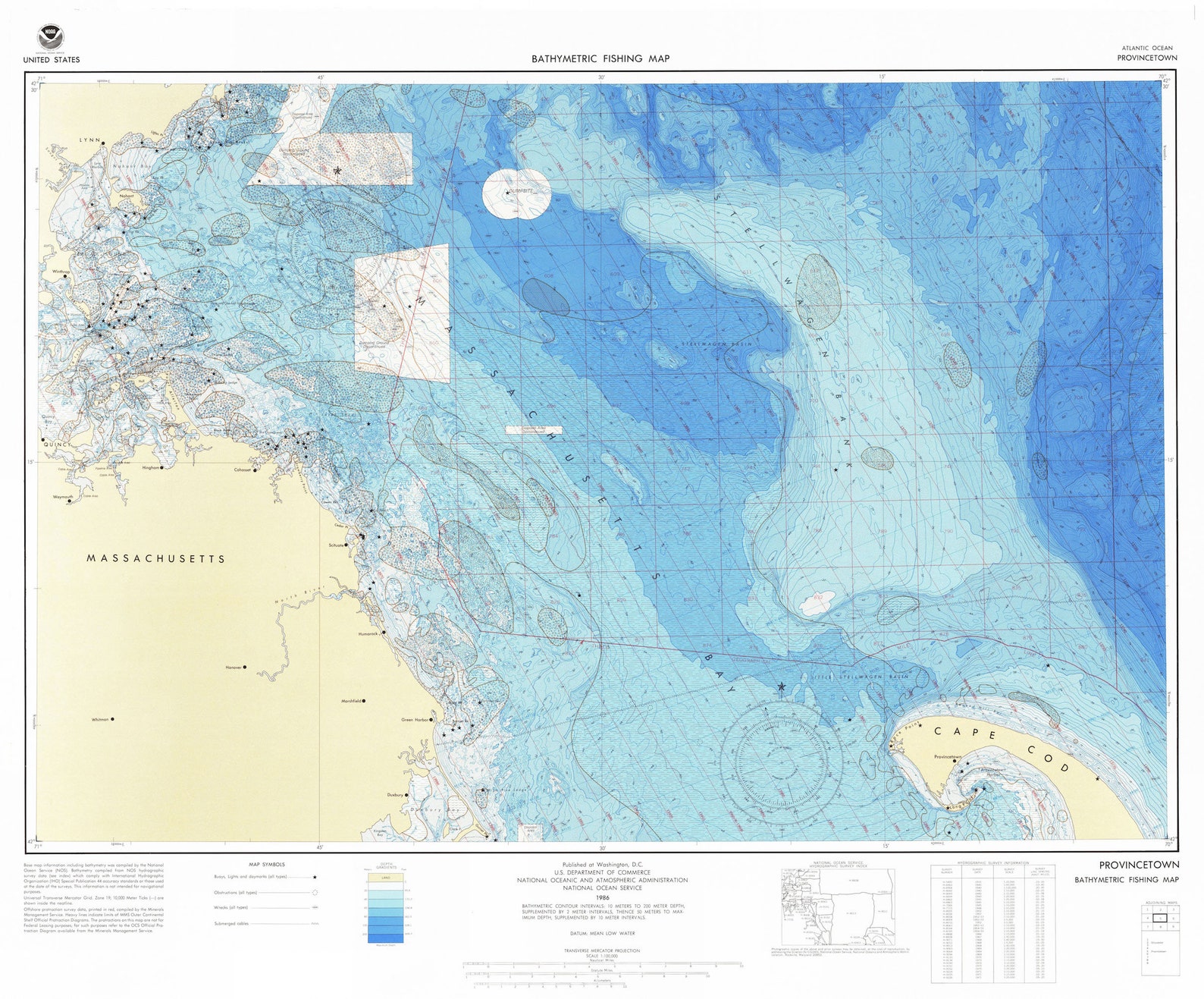 Provincetown Bathymetric Fishing Map | Etsy