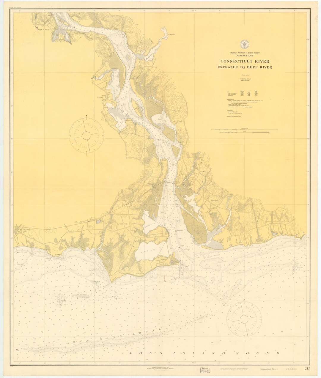 Connecticut River Map 1917 - Nautical Chart Print - Etsy
