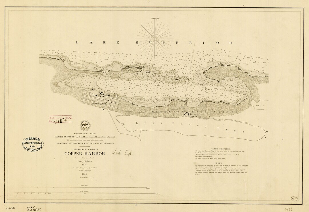 Cooper Harbor - Lake Superior Map - 1864 - Nautical Chart Print - Etsy