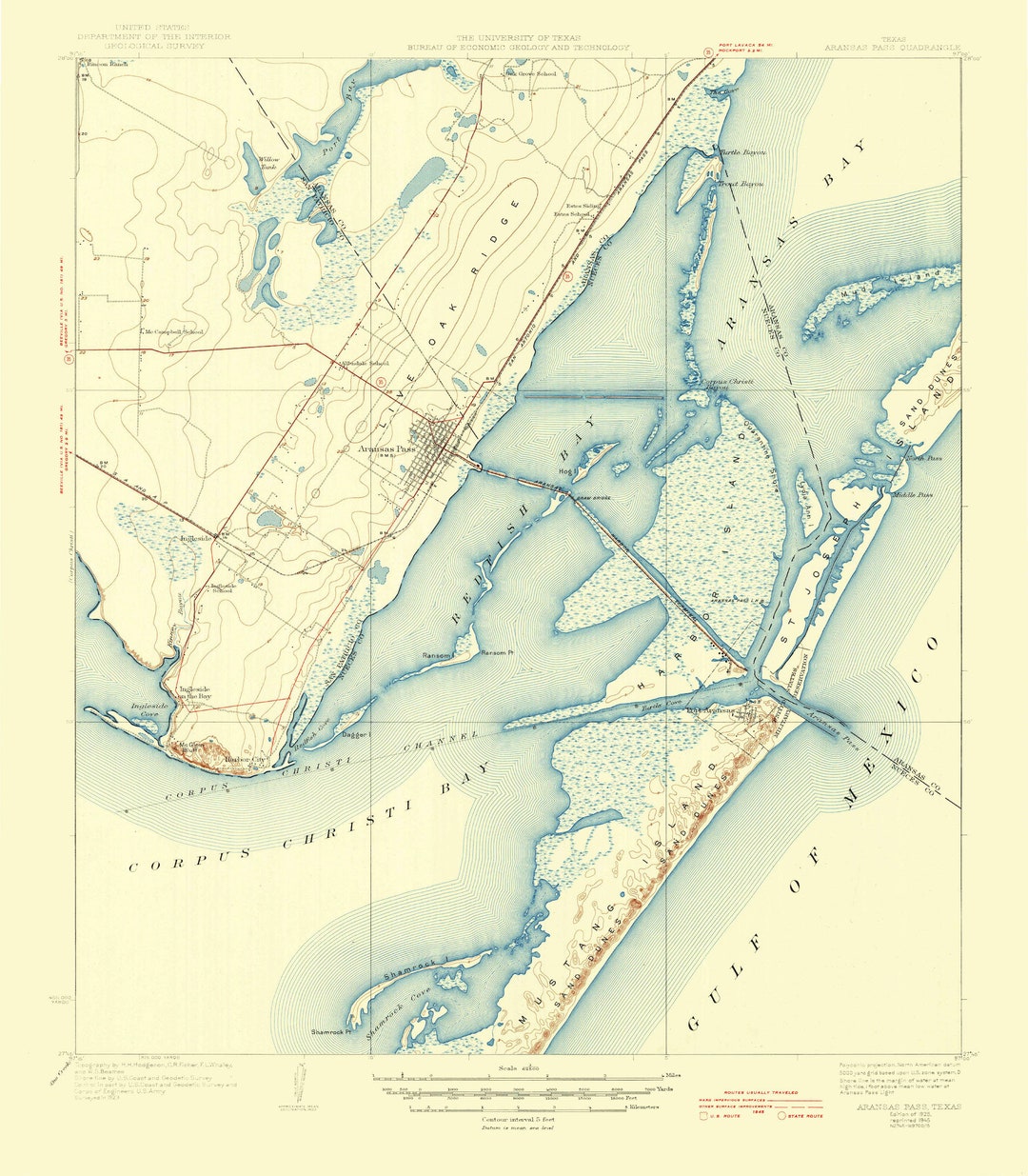 Aransas Pass Map 1925 - Nautical Chart Print - Etsy