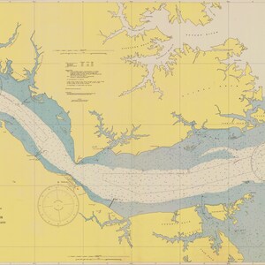 York River Map - Below King Creek - Chesapeake Bay Chart - 1947 ...