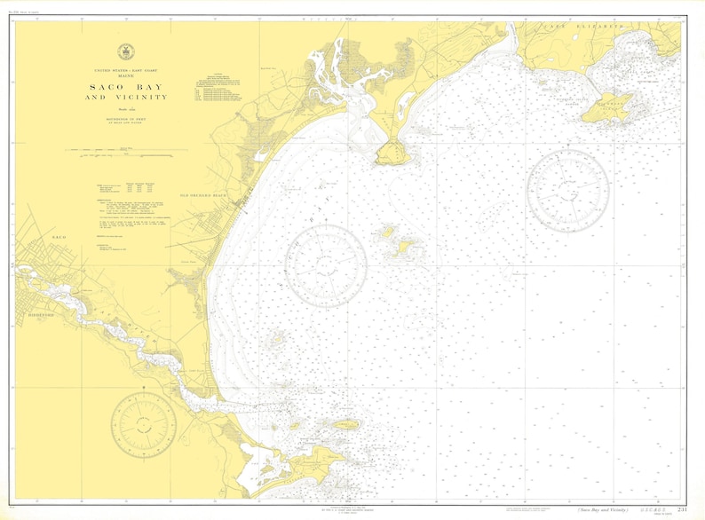 Saco Bay Map 1943 Nautical Chart Print - Etsy