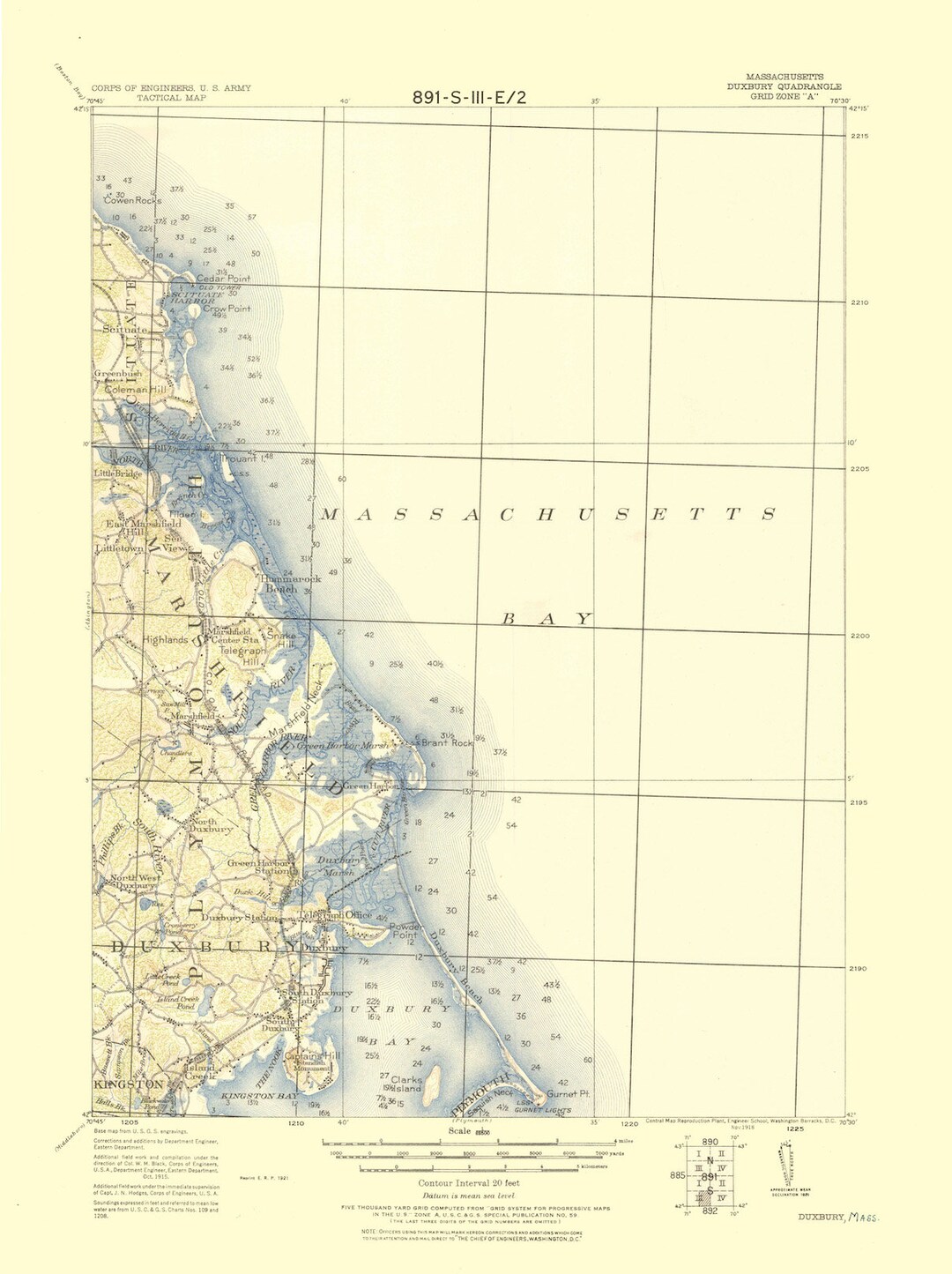 Duxbury Map 1918 - Nautical Chart Print - Etsy