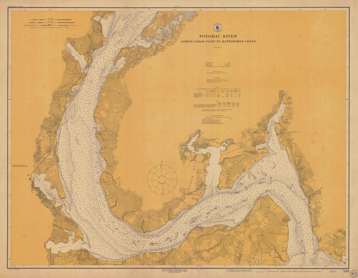 Potomac River Map Lower Cedar Point to Mattawoman Creek - Etsy