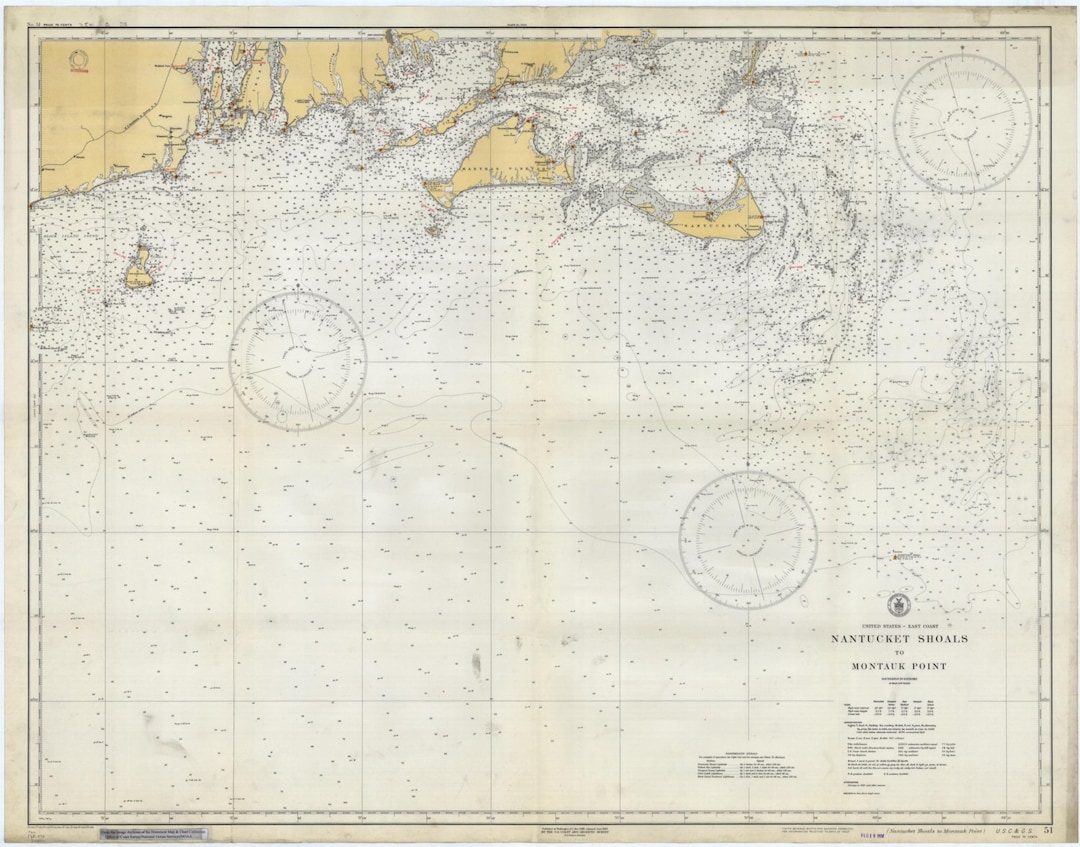 Nantucket Shoals Map 1933 - Nautical Chart Print - Etsy