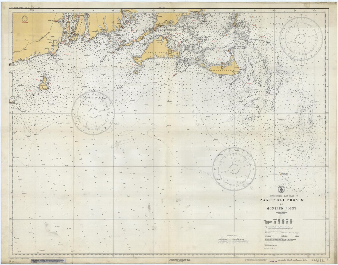 Nantucket Shoals Map 1933 - Nautical Chart Print - Etsy