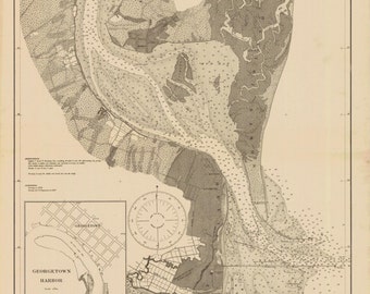 Winyah Bay Map South Carolina Historical Chart 1935 | Etsy