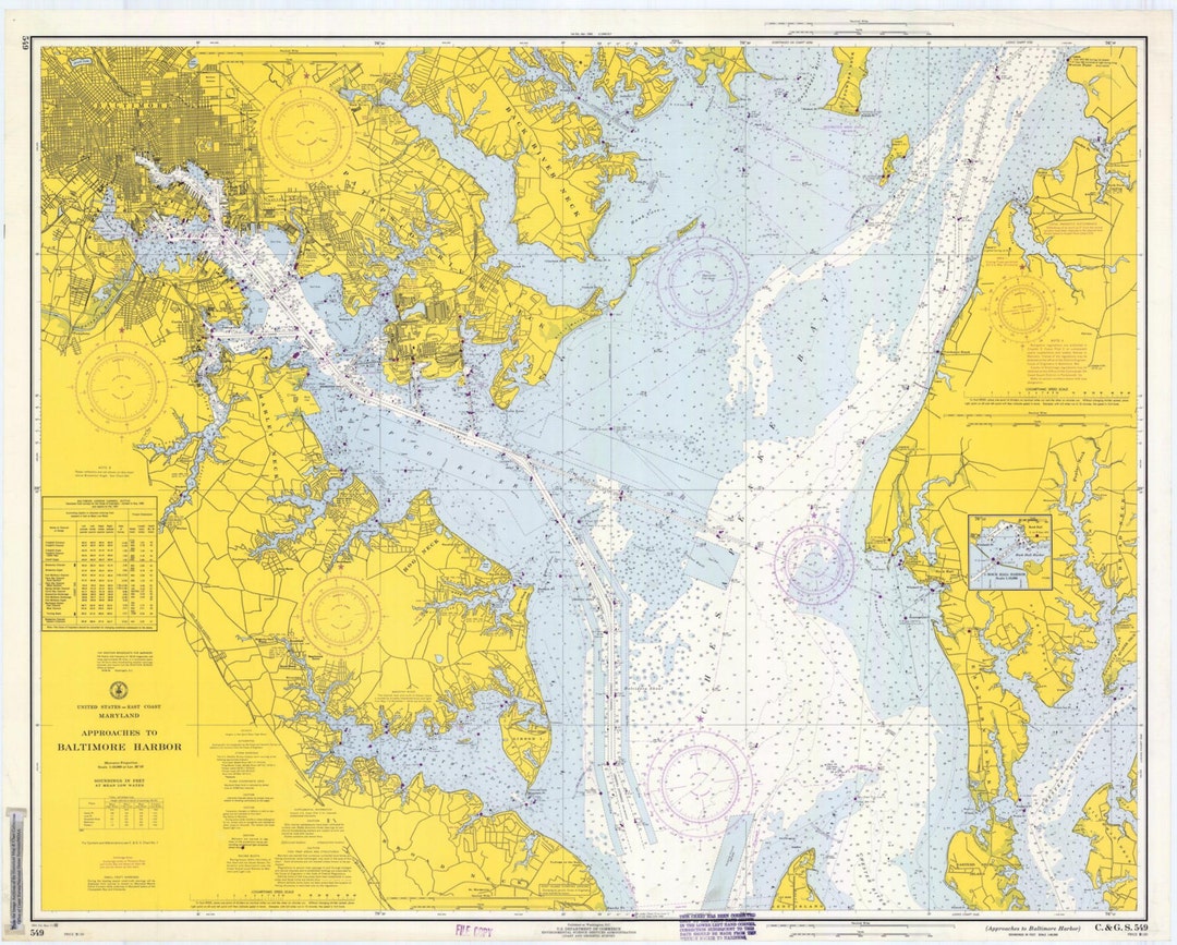Baltimore Harbor Map 1968 - Nautical Chart Print - Etsy