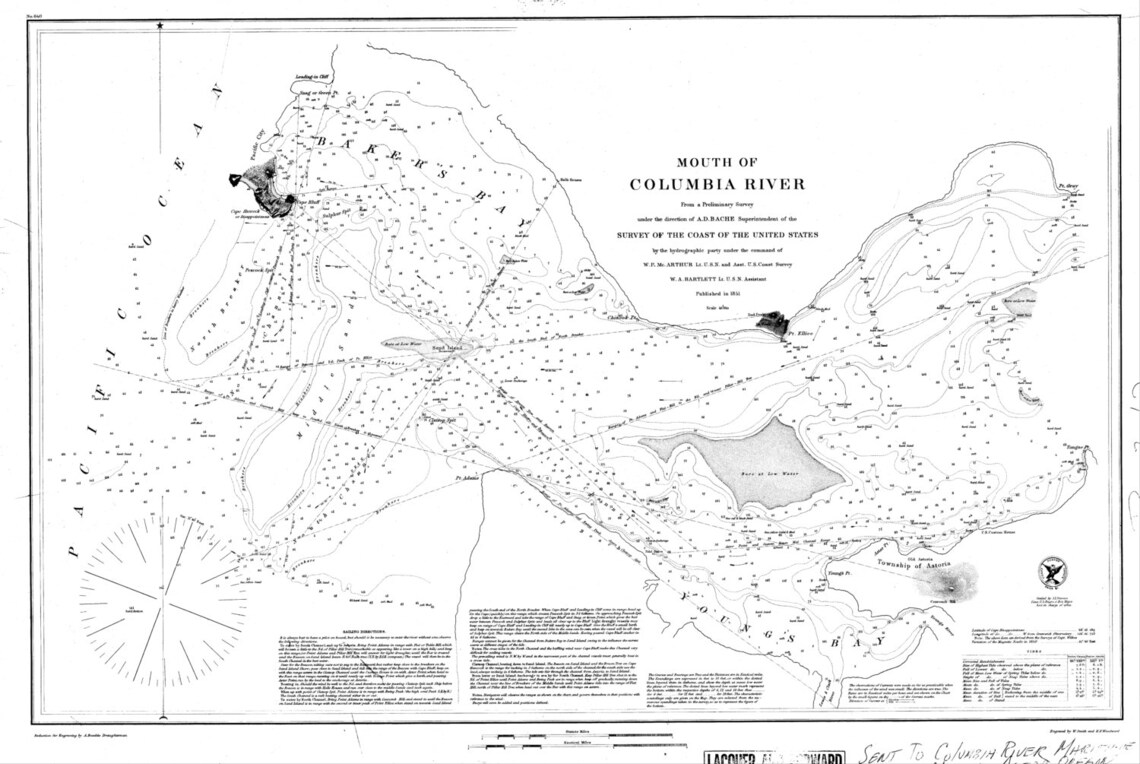 Mouth of the Columbia River Historical Map 1851 Nautical Chart Print - Etsy