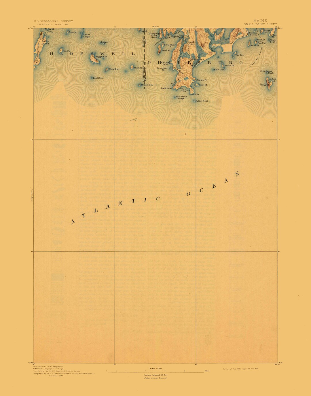 Small Point (maine) Map -1893- Nautical Chart Print - Etsy