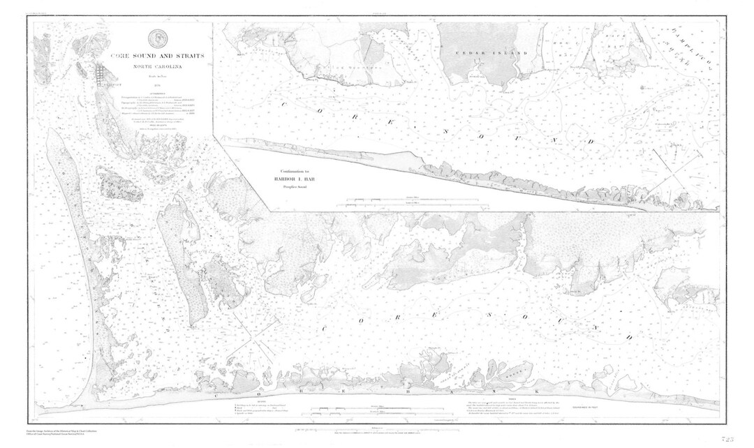 Core Sound Map and Straits North Carolina 1906 - Nautical Chart Print ...