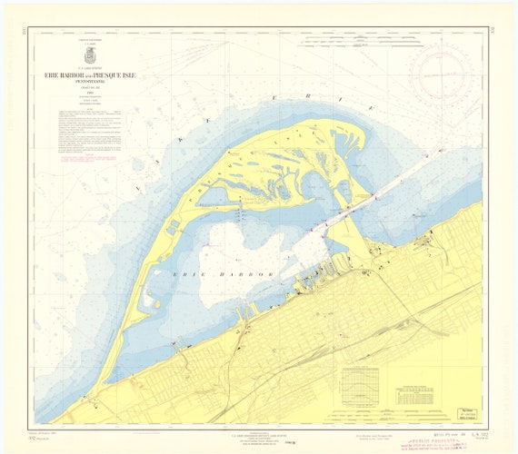 Erie Harbor and Presque Isle Map 1965 | Etsy