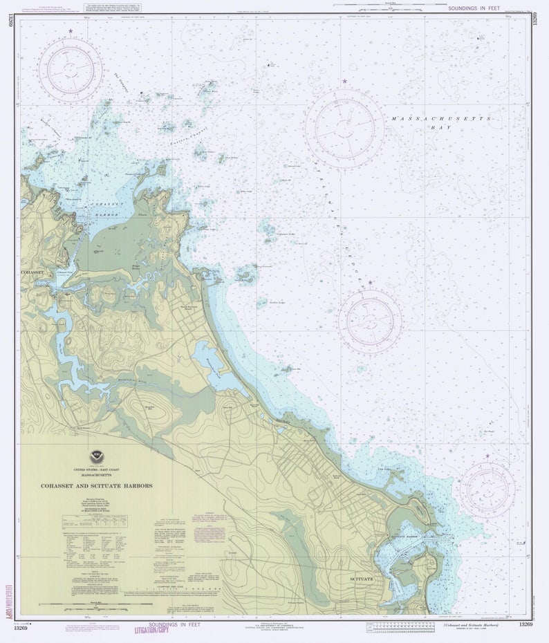 Scituate & Cohasset Harbor Map 1990 - Nautical Chart Print - Etsy