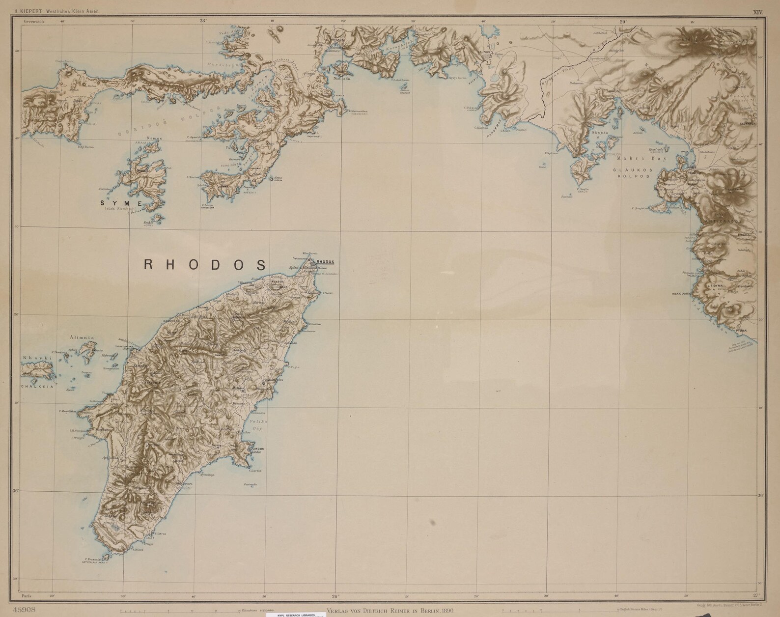 Rhodos Island Map 1890 Turkey - Etsy