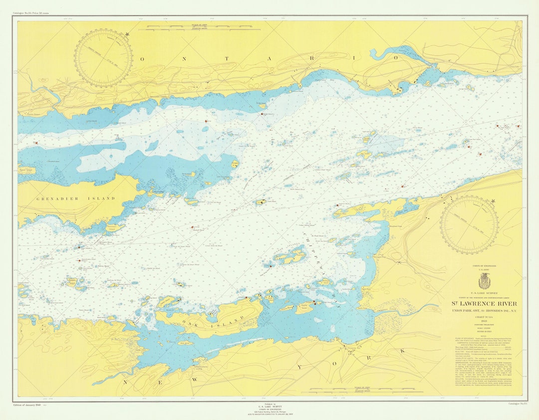 St. Lawrence River Nautical Chart Print: Union Park to Ironsides Island ...