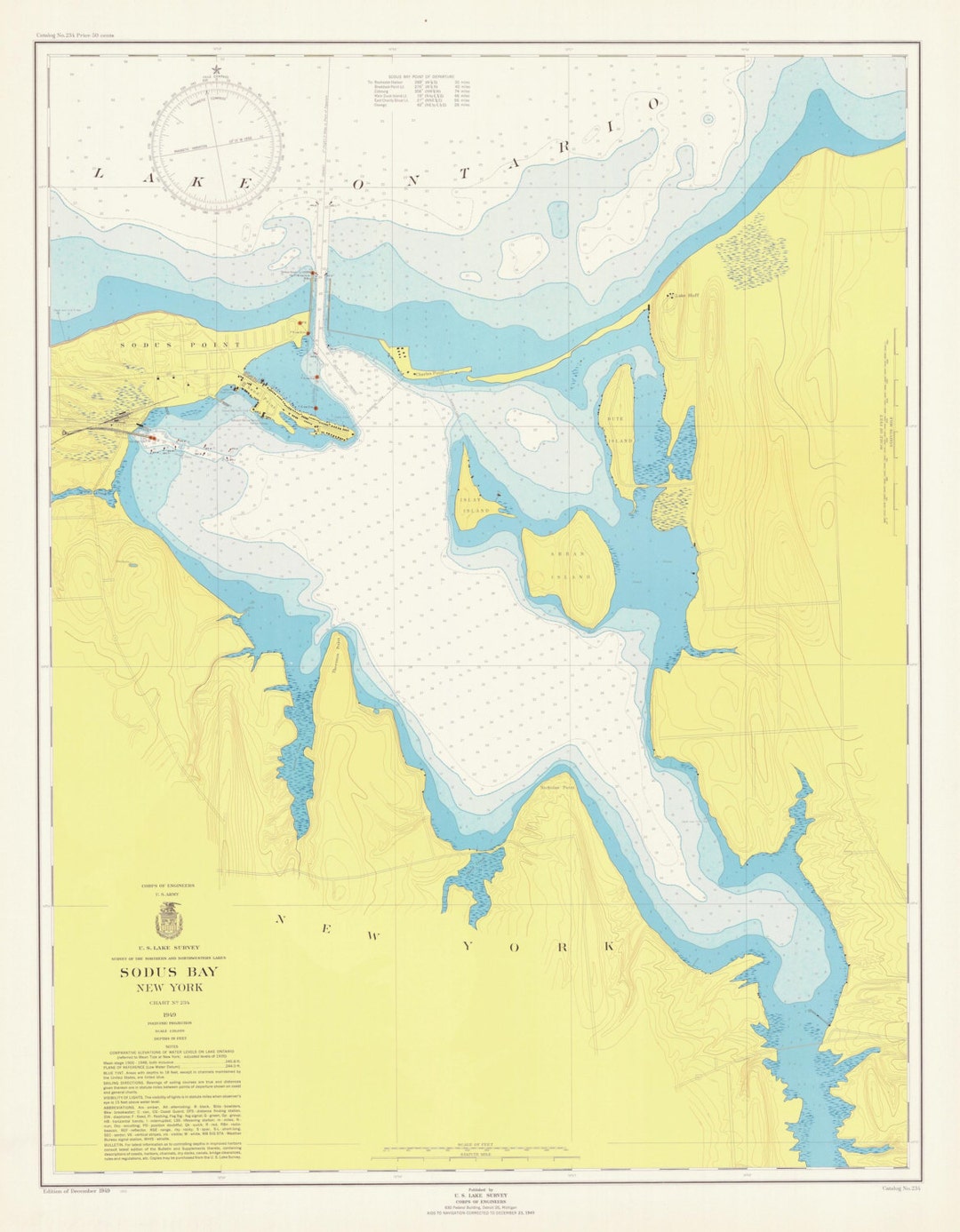 Sodus Bay NY Nautical Chart Print – Lake Ontario Historical Map - Etsy