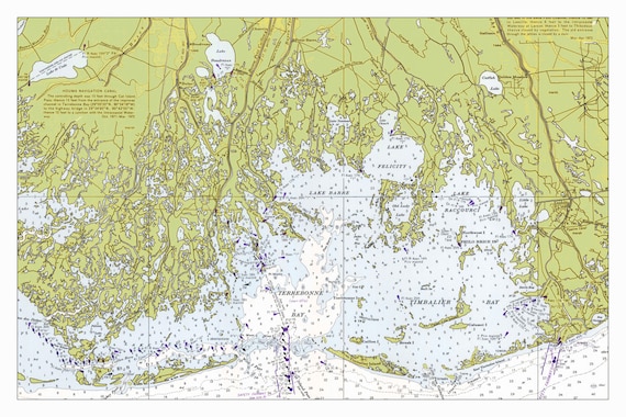 Terrebonne Bay Louisiana Map 1972 Nautical Chart Print - Etsy