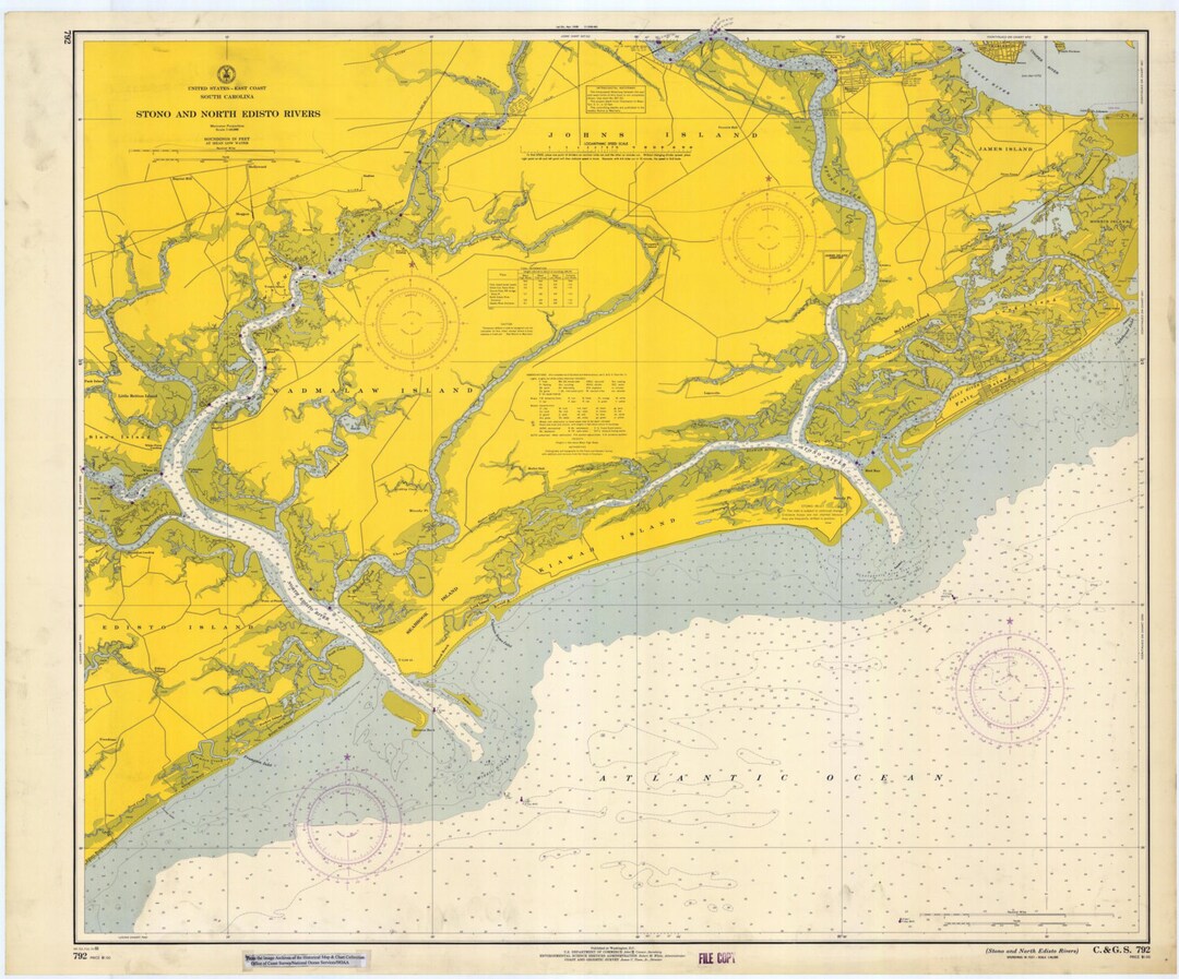 Stono River & North Edisto River - South Carolina Historical Map 1966 ...