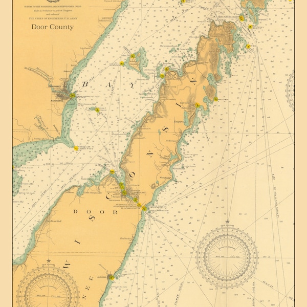 Door County Map - Etsy