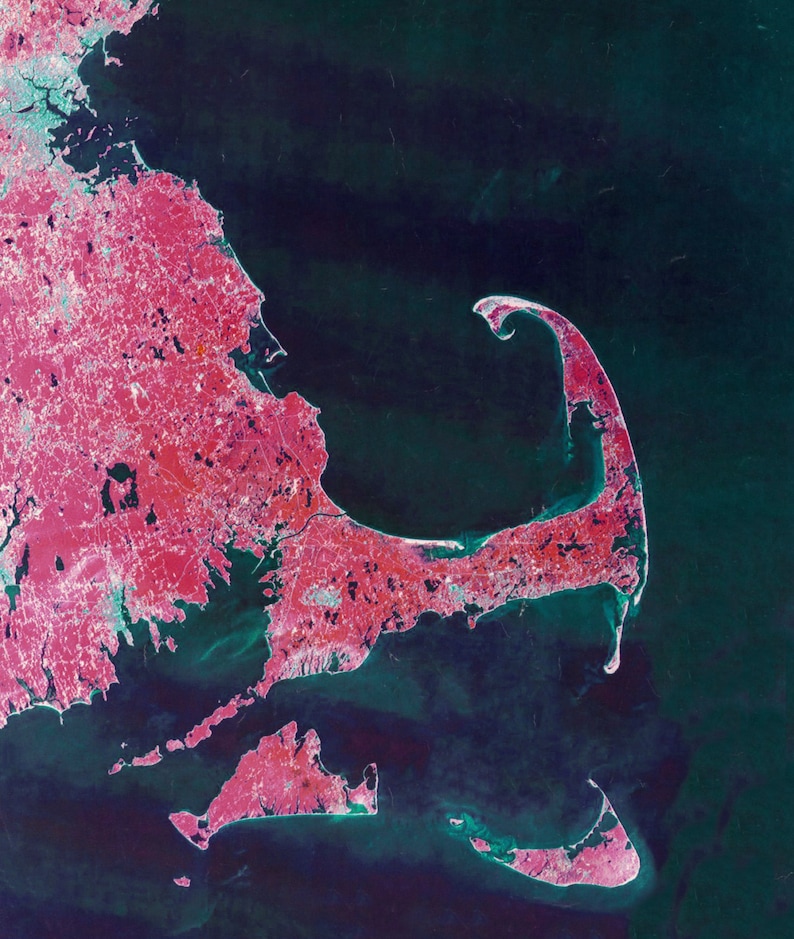 Cape Cod Bay Satellite Map - Nautical Chart Print - Etsy