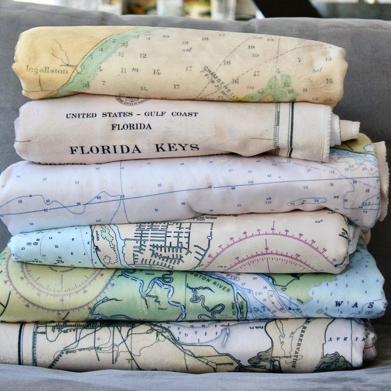 Nautical Blanket Map - Etsy UK