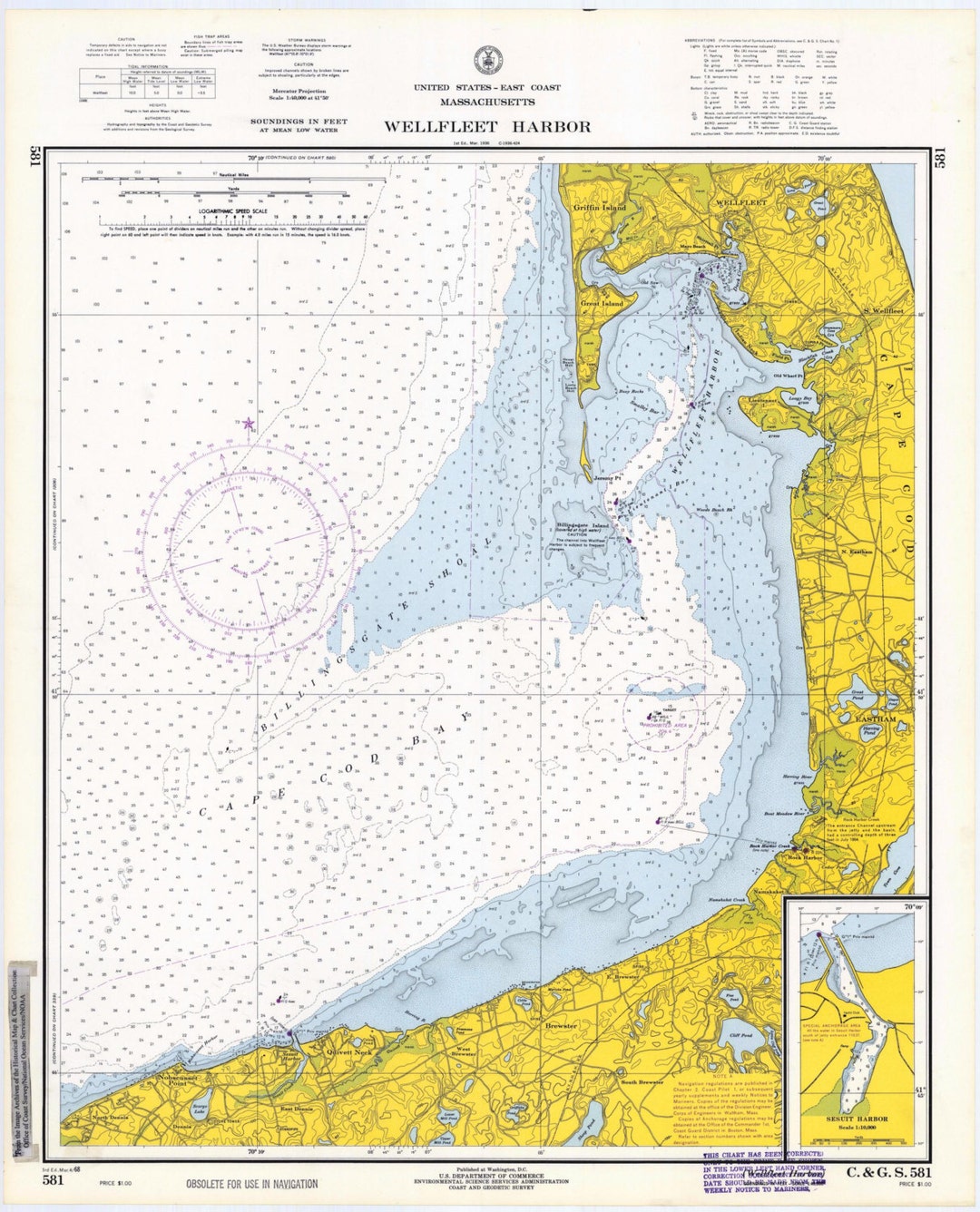 Wellfleet Harbor Map 1968 - Nautical Chart Print - Etsy