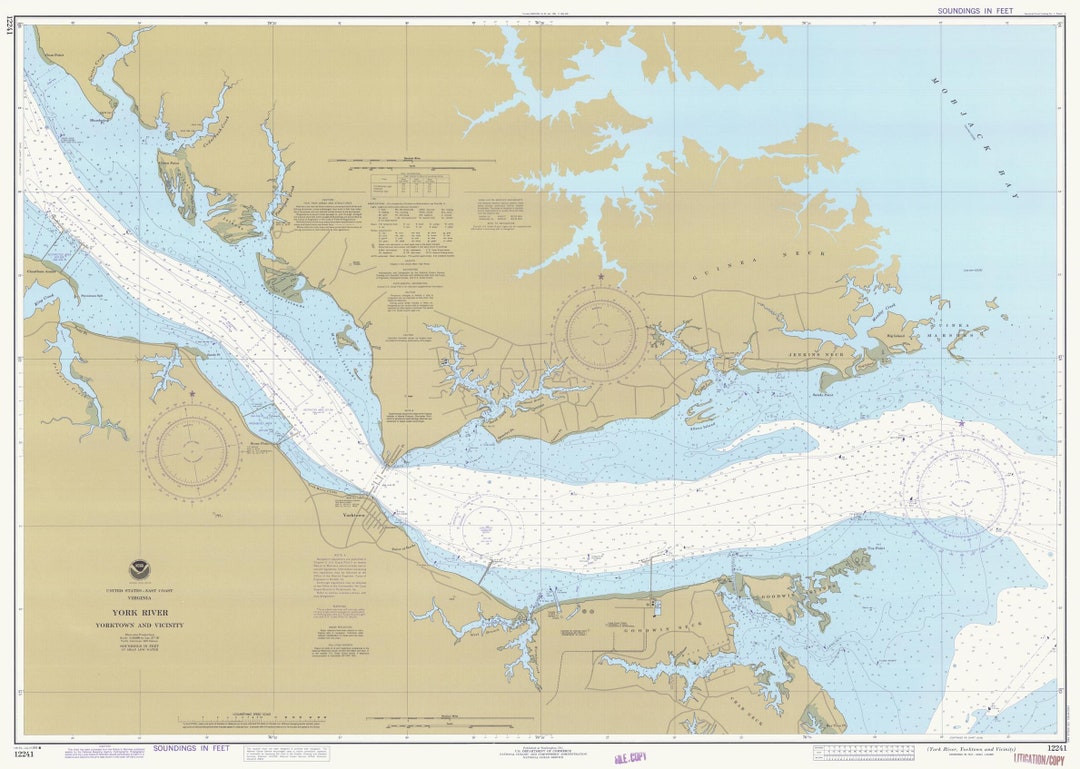 York River Map - Yorktown - Below King Creek - Chesapeake Bay Chart ...