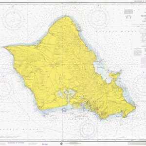 Oahu Map 1974 - Nautical Chart Print - Etsy Canada