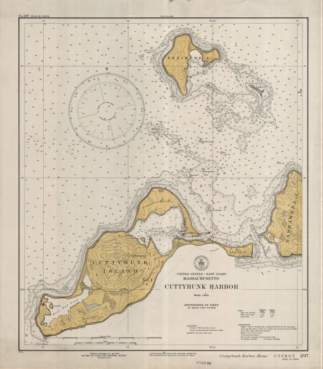 Cuttyhunk Map 1934 - Nautical Chart Print - Etsy