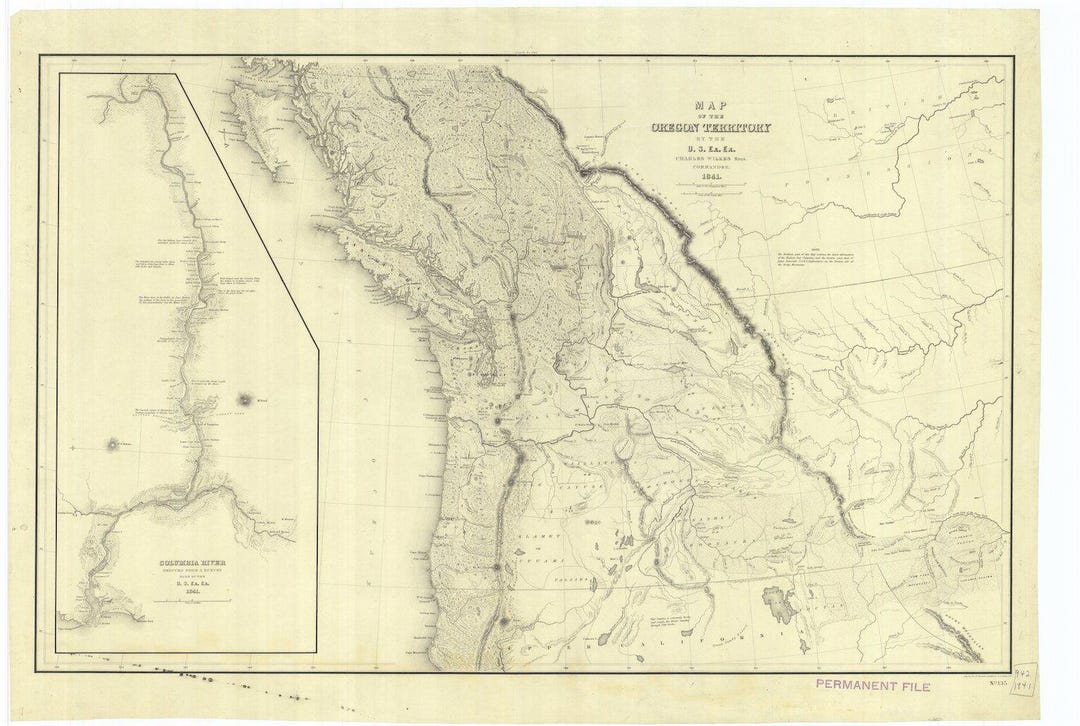 Oregon Territory Map 1841 - Nautical Chart Print - Etsy
