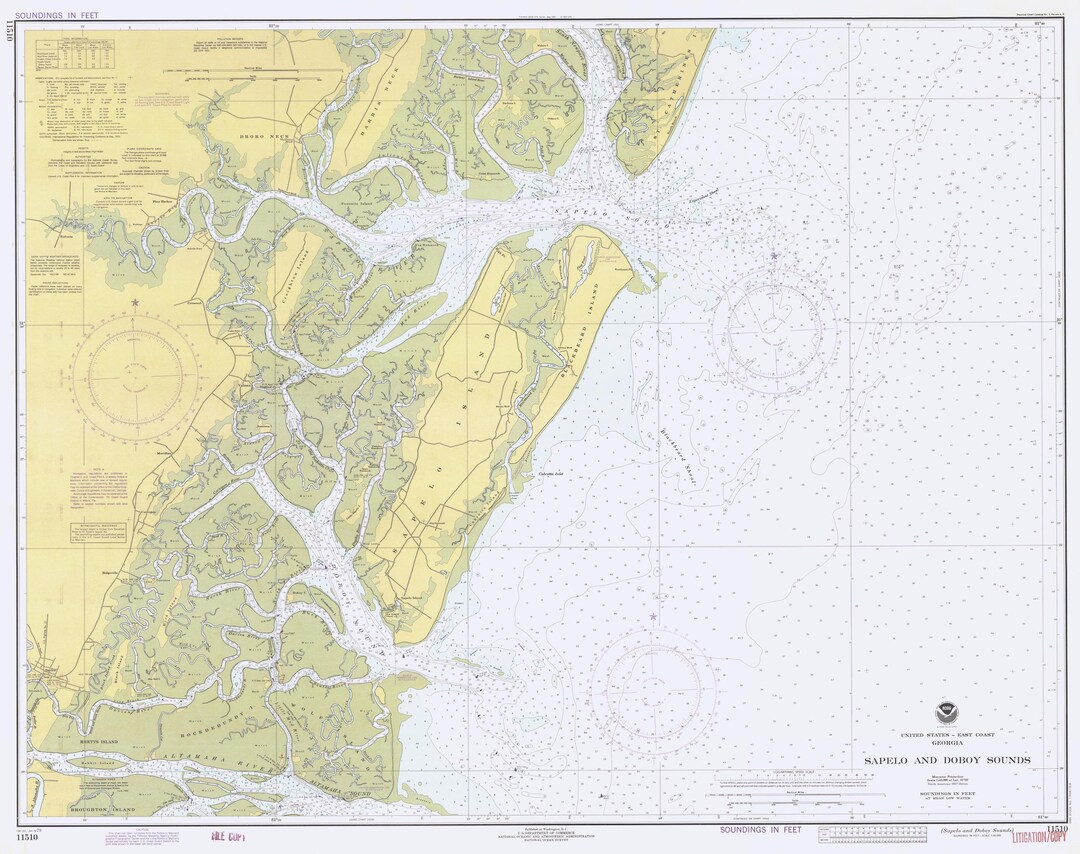 Sapelo Sound and Doboy Sound Georgia Map 1979 - Nautical Chart Print - Etsy