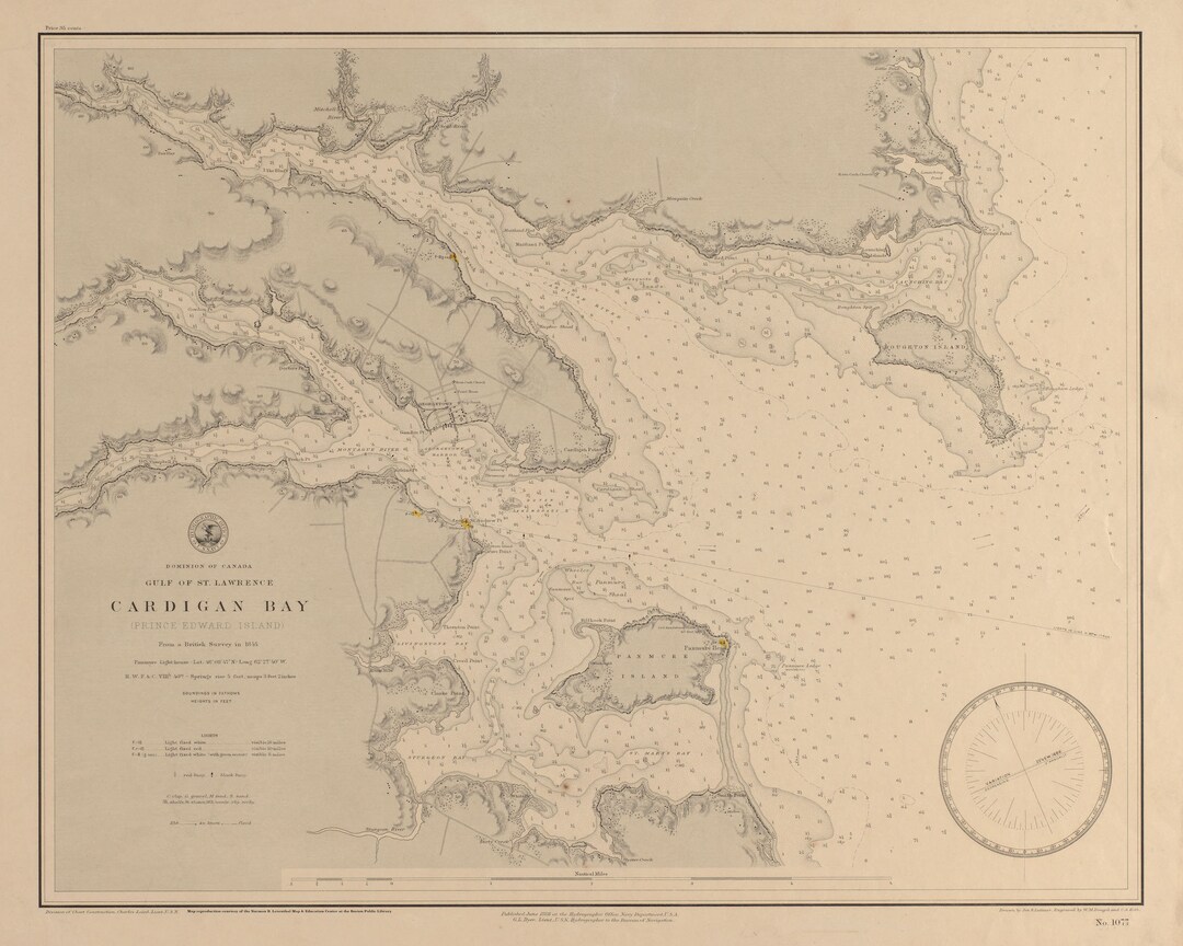 Cardigan Bay - Prince Edward Island Map - 1844 - Etsy Canada